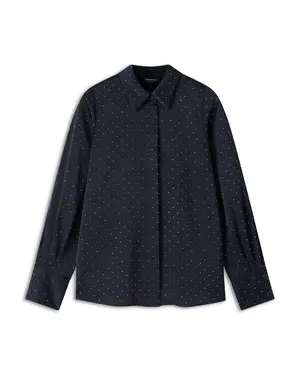 Whistles Embellished Hammered Satin Shirt