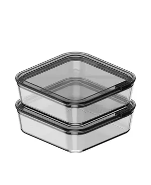 CLIIK Stack Medium Glass Food Storage Container, 2 Pack Black