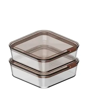 CLIIK Stack Medium Glass Food Storage Container, 2 Pack Brown