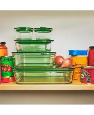 CLIIK Stack Medium Glass Food Storage Container - Green