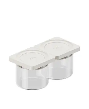 CLIIK Press Glass Small Food Storage Container, 2 Pack - Cream