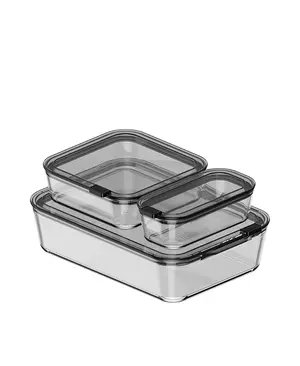 CLIIK Stack Large Glass Food Storage Container, Family Set Black