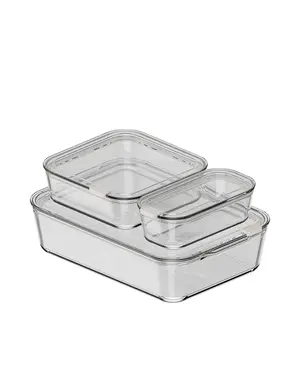 CLIIK Stack Large Glass Food Storage Container, Family Set - Cream