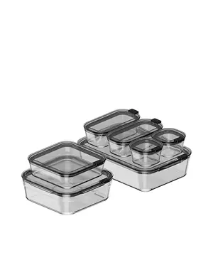 CLIIK Stack Glass Food Storage Container, 14 Pc Set - Black