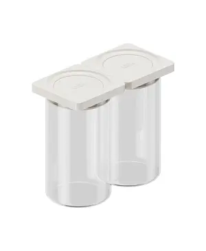 CLIIK Press Glass Medium Food Storage Container, 2 Pack Cream
