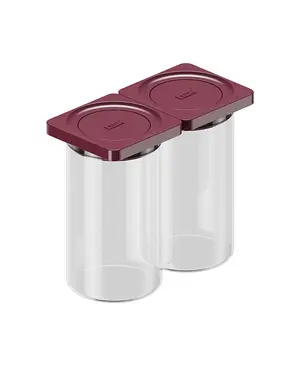 CLIIK Press Glass Medium Food Storage Container, 2 Pack Maroon