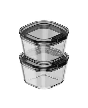 CLIIK Press Xs Glass Food Storage Container, 2 Pack - Black