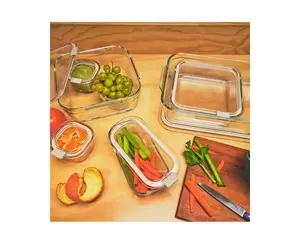 CLIIK Press Xs Glass Food Storage Container, 2 Pack - Black