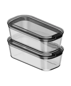 CLIIK Stack Small Glass Food Storage Container, 2 Pack - Black