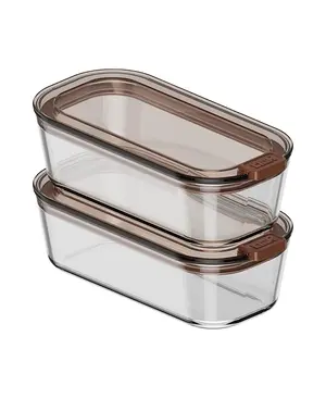 CLIIK Stack Small Glass Food Storage Container, 2 Pack - Brown