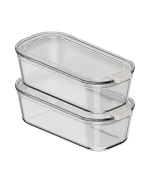 CLIIK Stack Small Glass Food Storage Container, 2 Pack - Cream