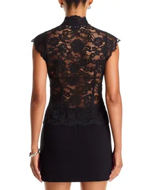 GUIZIO Ara Lace Keyhole Top - Black