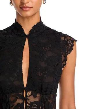 GUIZIO Ara Lace Keyhole Top - Black