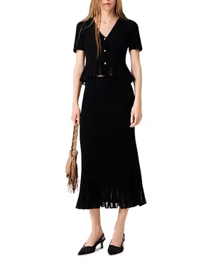Maje Morga V Neck Cardigan Sweater - Black