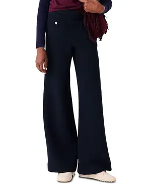 Maje Piponette Tweed Flared Trousers - Navy