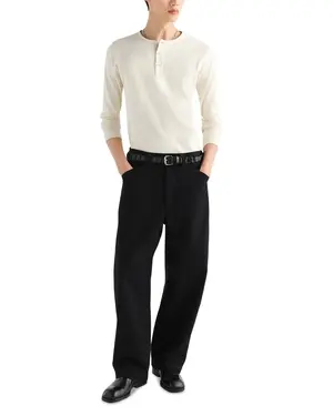 LEMAIRE Long Sleeve Cotton Blend Henley Shirt