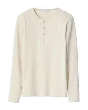 LEMAIRE Long Sleeve Cotton Blend Henley Shirt