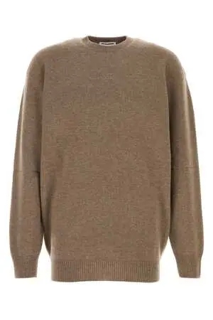 JIL SANDER Biscuit Wool Blend Oversize Sweater - Brown