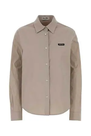 Miu Miu Dove Grey Stretch Poplin Shirt - Gray