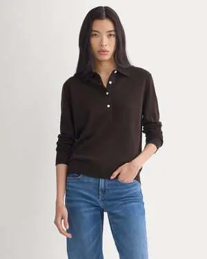 Everlane Fine Cashmere Classic Polo Sweater - Coffee Bean