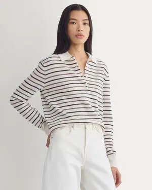 Everlane Fine Cashmere Classic Polo Sweater - Snow