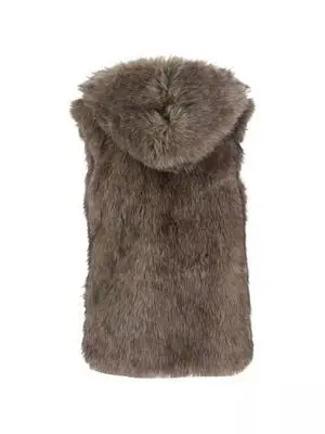 ELEH Faux-fur Hooded Gilet - Brown