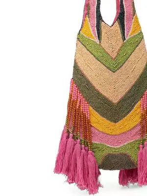 NEVER FULLY DRESSED Beaded Tassel Tote Bag