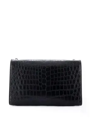 Saint Laurent Classic Monogram Tassel Crocodile Embossed Leather Medium Crossbody Bag