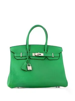 Hermès Birkin Handbag Bamboo Clemence With Palladium Hardware 30 Satchel - Green