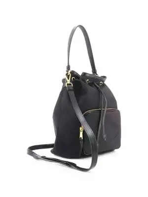 Prada Logo Drawstring Canvas Bucket Bag