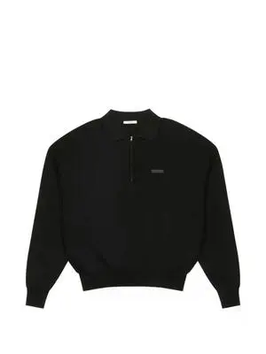 ENTIRE STUDIOS Quarter-zip Logo-plaque Polo Shirt - Black