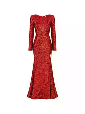 Redemption Sequin-embellished Open-back Maxi Dress - Red