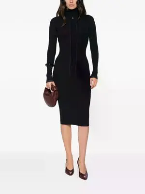 Elisabetta Franchi Ribbed-knit High-neck Midi Dress