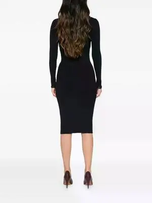 Elisabetta Franchi Ribbed-knit High-neck Midi Dress