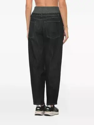 PANICALE Belted Knit-waist Jeans - Black