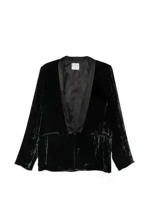 FORTE_FORTE Crushed-velvet Satin-lapel Blazer