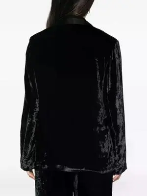 FORTE_FORTE Crushed-velvet Satin-lapel Blazer