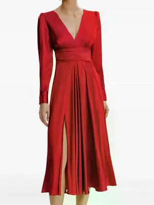 FRAMBOISE Satin-finish Side-slit Midi Dress