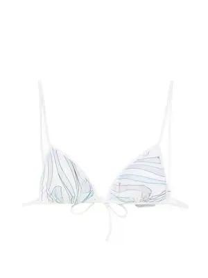 Emilio Pucci Abstract-print Triangle Bikini Top - White