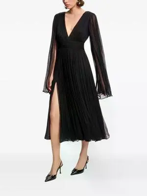 FRAMBOISE Pleated Silk Midi Dress