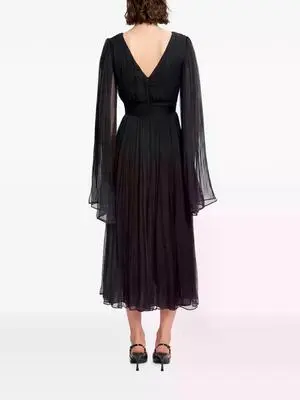 FRAMBOISE Pleated Silk Midi Dress