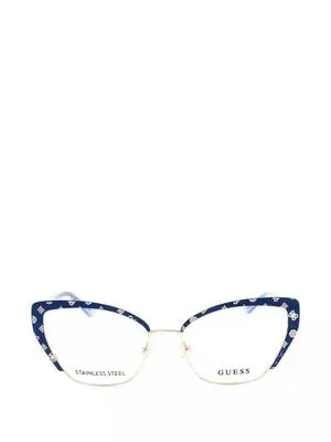 Guess Monogram-print Cat-eye Glasses Blue