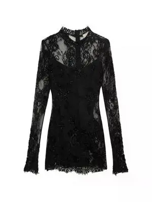 Blumarine Embroidered Lace-overlay Midi Dress