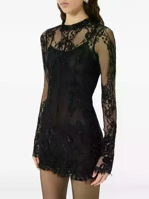 Blumarine Embroidered Lace-overlay Midi Dress