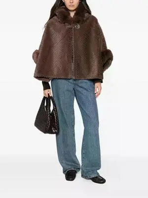 Liu Jo Faux-fur Hooded Cape - Brown