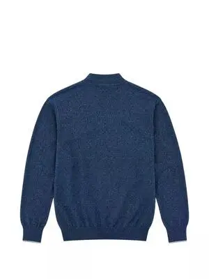 Brunello Cucinelli Mouliné Cashmere Sweater With Half-zip - Blue