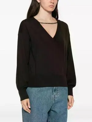 Liu Jo Crystal-embellished V-neck Sweater