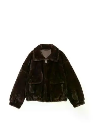 SOSUE Faux-fur Funnel-neck Jacket - Brown