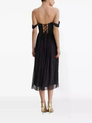 FRAMBOISE Canneline Off-shoulder Pleated Midi Dress