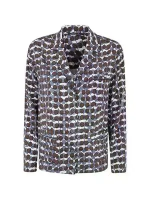 LAURA URBINATI Geometric-print Silk Shirt - Grey